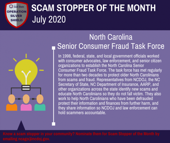 July Scammer Scorecard and Scam Stopper - NCDOJ