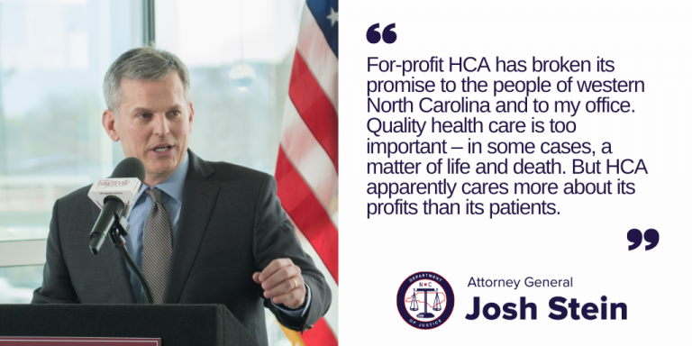 Attorney General Josh Stein Sues HCA Healthcare - NCDOJ