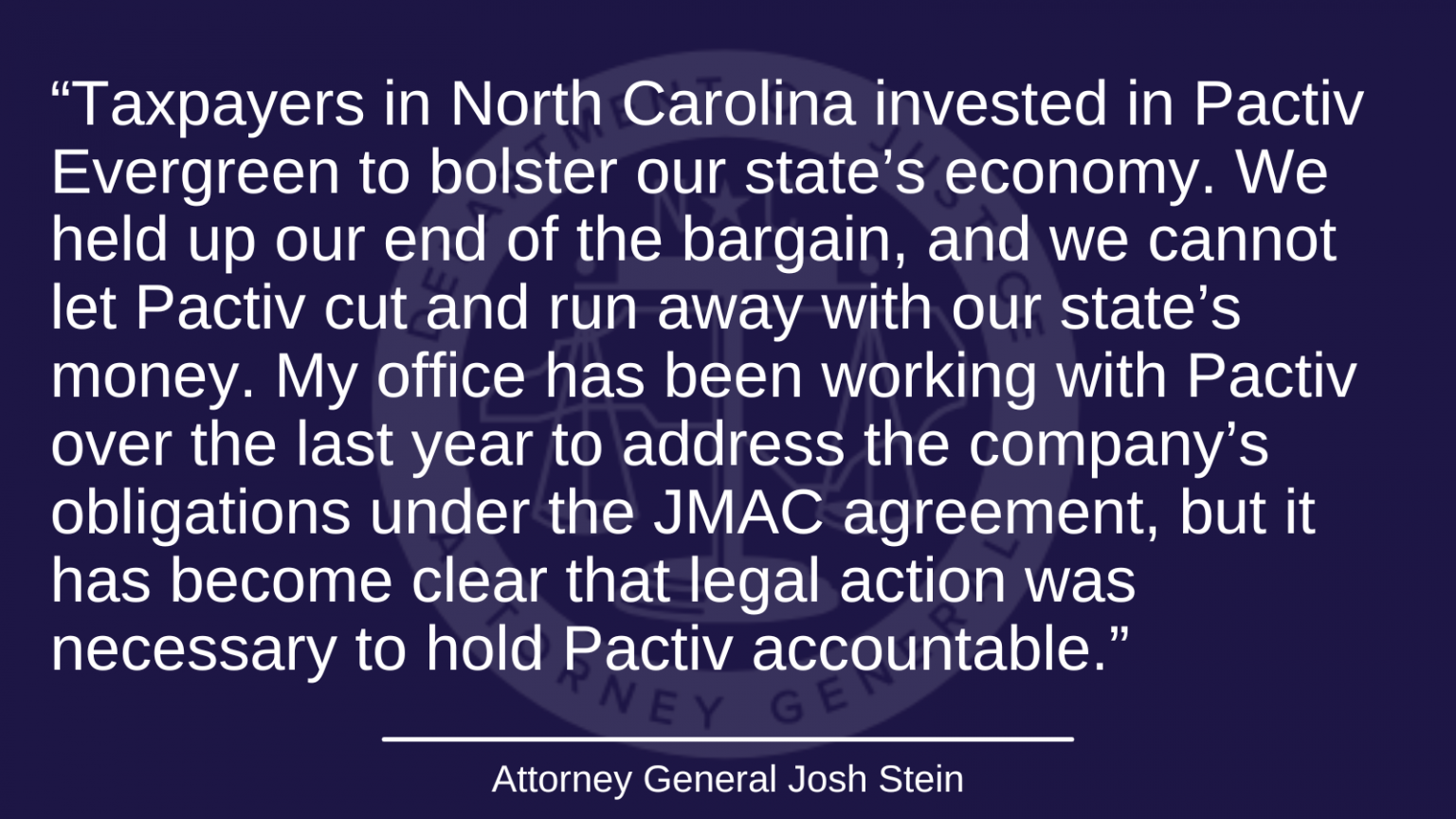 Attorney General Josh Stein Sues Pactiv Evergreen - NCDOJ Attorney General Josh Stein Sues Pactiv Evergreen - NCDOJ