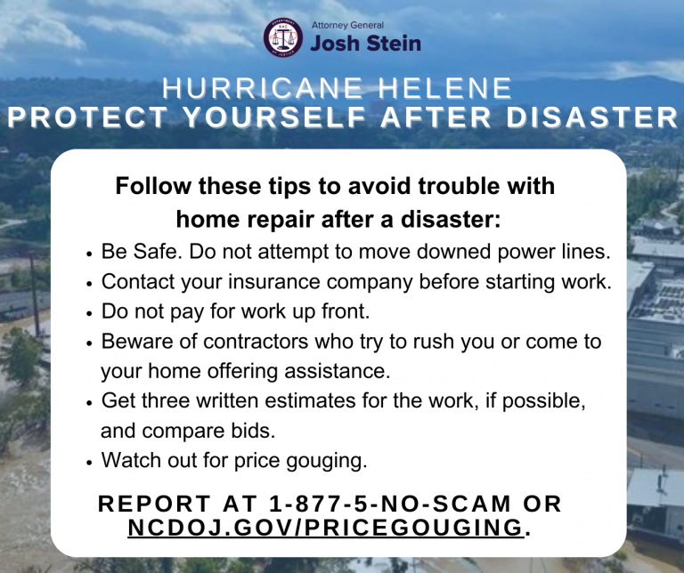 Hurricane Helene Response - NCDOJ